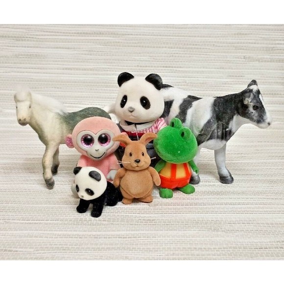 Unbranded | Toys | Mixed Lot Of 7 Flocked Fuzzy Plastic Animal Mini ...